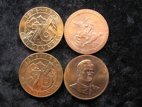 4 assorted old US Mint medal lot John Wayne Pony Express Denver Mint ...