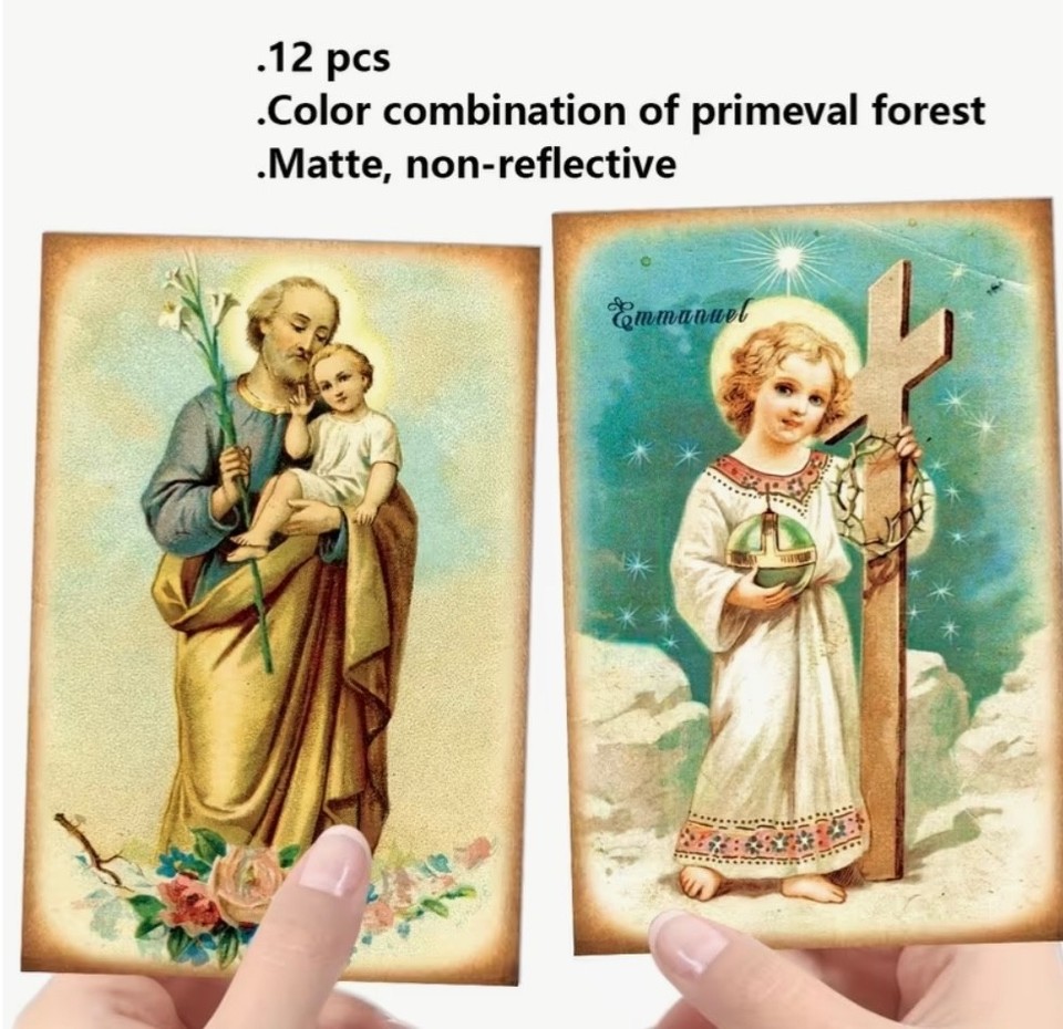 12 Vintage Jesus Holy Cards, Antique Angel Postcards Jesus Was Born on ...