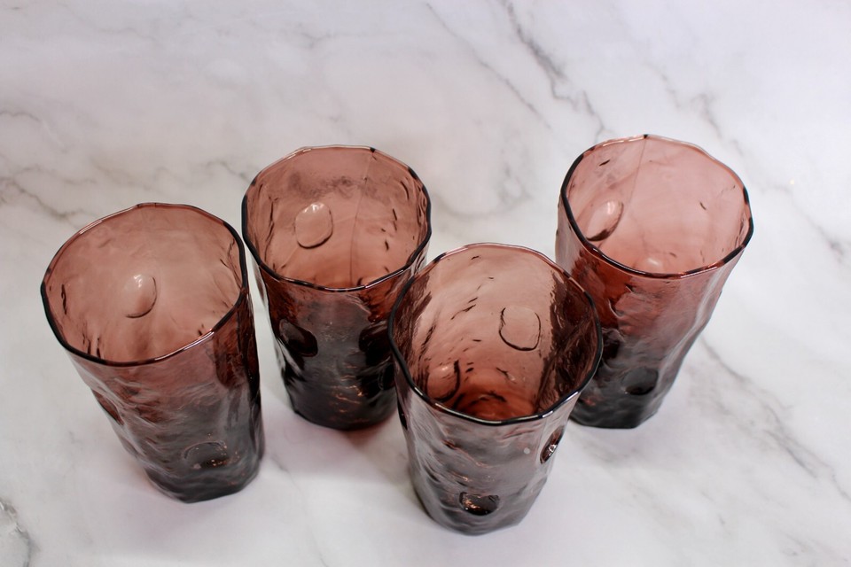 Vintage Mid-Century Decatur Texglass Amethyst Thumbprint Tumbler ...