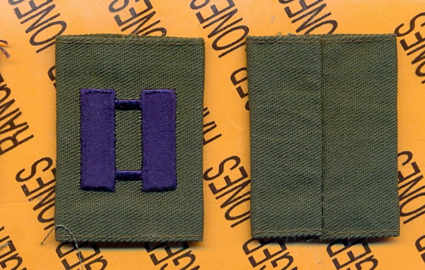 USAF Air Force Captain CPT 0-3 OD Green & Blue slip on rank patch | eBay