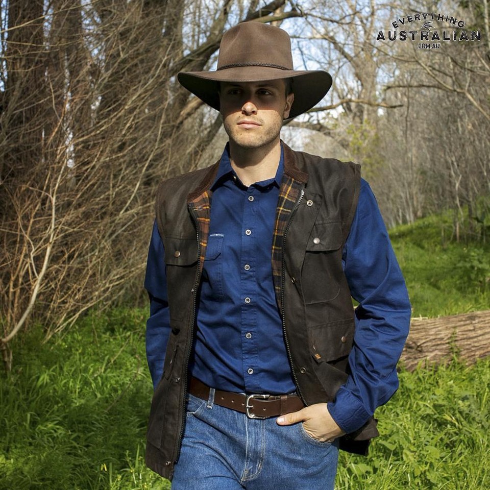 Genuine Australian Bushwear Oilskin Vest Brown | eBay