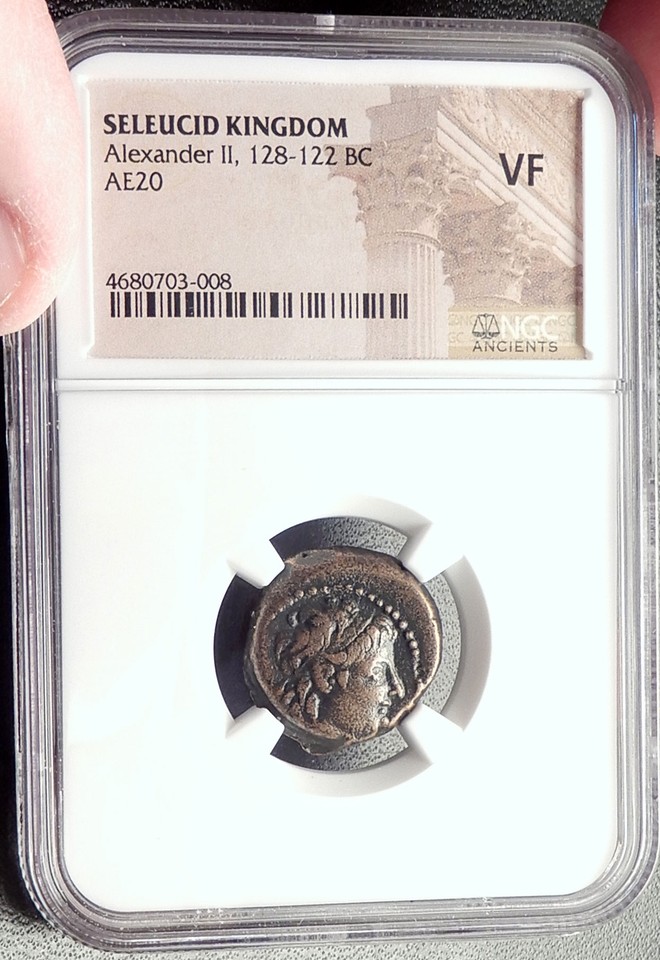 ALEXANDER II Zabinas Ancient 128BC Seleukid Greek Coin w DIONYSUS - NGC ...