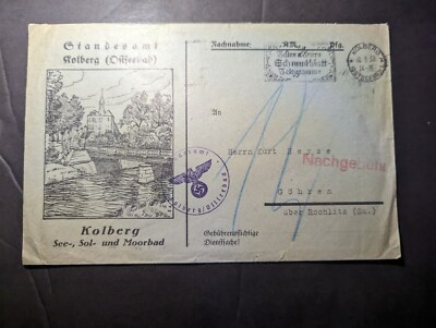 1938 Censored Germany Cover Kolberg to Gohren | eBay