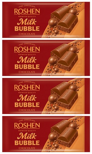 ROSHEN BUBBLE MILK CHOCOLATE Bars Ukrainian Sweets Candy Snacks 4x 80g ...