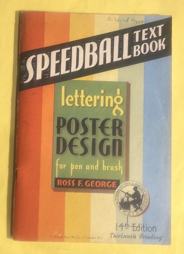 1941 Speedball Text Book Lettering Poster Design For Pen Brush 14th Ed ...