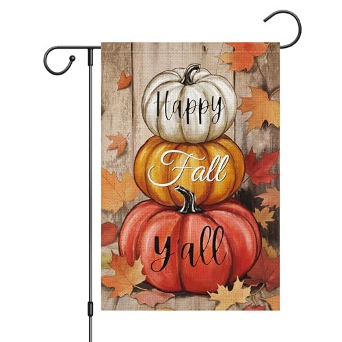 Happy Fall Garden Flag 12x18 Inch Double Sided Thanksgiving Pumpkin ...