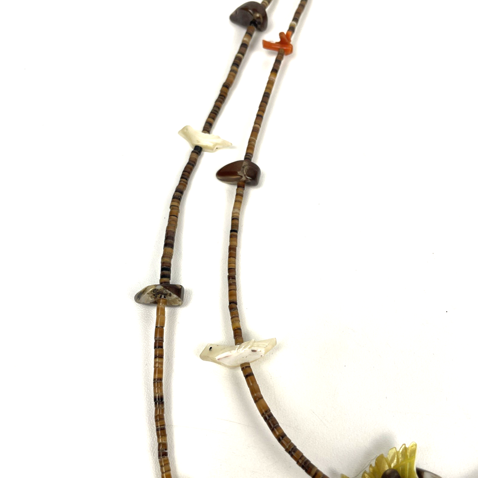 VTG Native American Fetish Necklace Heishi Shell Carved Birds Set of 2 ...