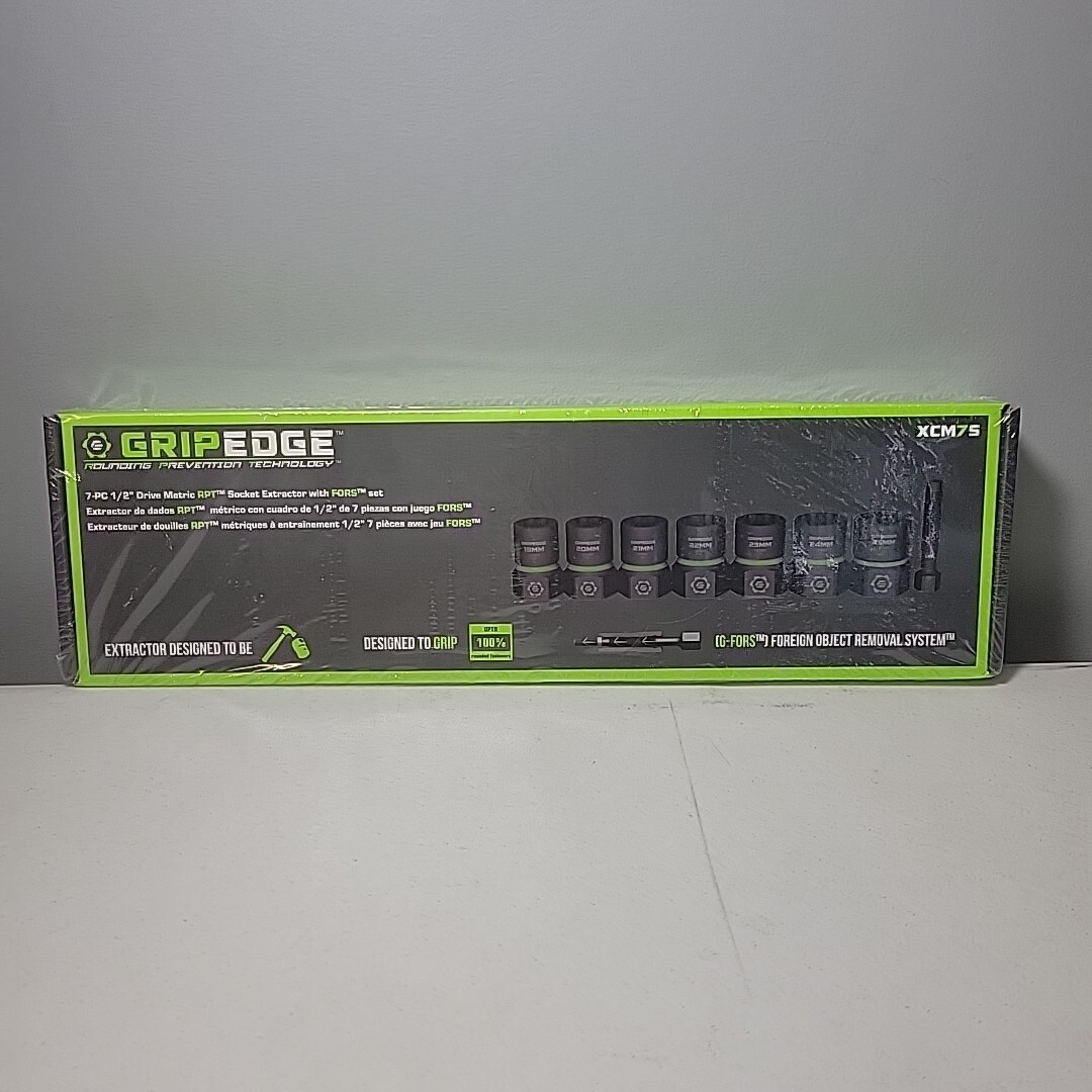 Grip Edge Tools 7-PC 1/2" Drive Metric RPT Socket Extractor with FORS ...