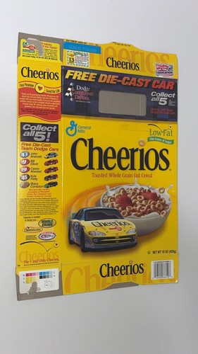 1995 General Mills Cheerios Empty Cereal Box #43 & #19 - NASCAR 2001 ...
