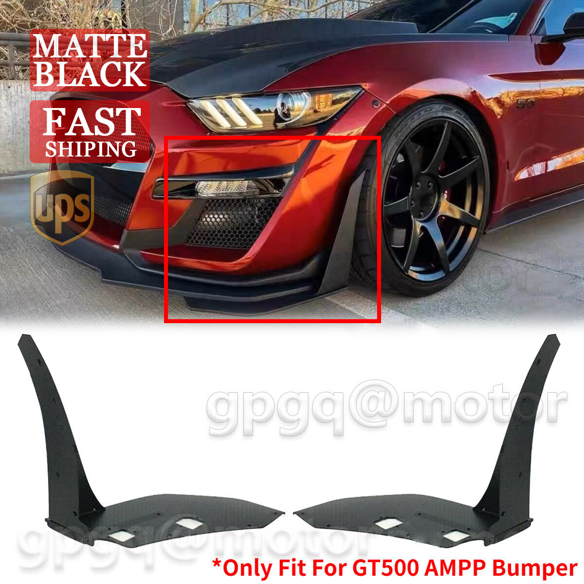 For Ford Mustang 15-21 GT500 AMMP Bumper Front Corner Spoiler Winglet ...
