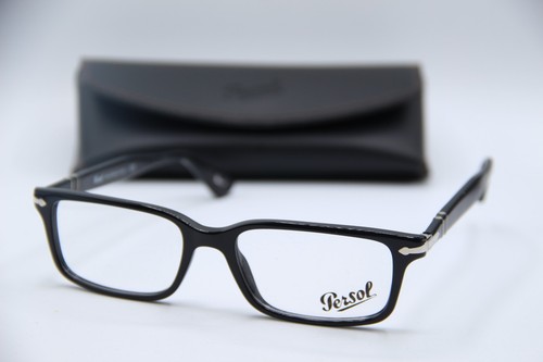 NEW PERSOL P 2965-V-M 95 BLACK SILVER AUTHENTIC EYEGLASSES W/CASE 55-18 ...