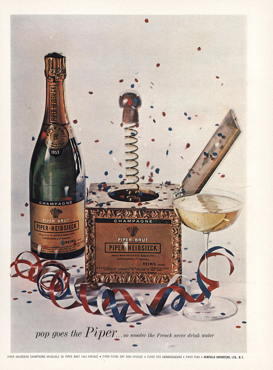 1961 Piper Brut Champagne: Pop Goes the Piper Vintage Print Ad | eBay