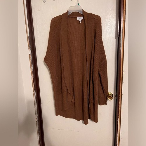 Soma weekend brown ribbed knit open cardigan long line loungewear size ...