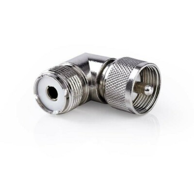 PL259 UHF Plug TO SO259 Socket Right Angle Adaptor Convertor, Elbow ...
