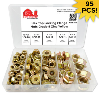 1/4-20 5/16-18 3/8-16 7/16-14 1/2"-13 Grade 8 Hex Flange Top Lock Nut ...