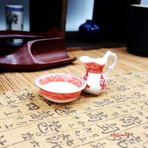 2Pcs 1:12 Scale Vintage Handmade Dollhouse Miniature Plates Vase Pot ...