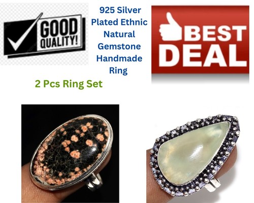 Viper Skin Jasper Prehnite 2 Pcs Ring Set| Combo Size 9.5 GW | eBay