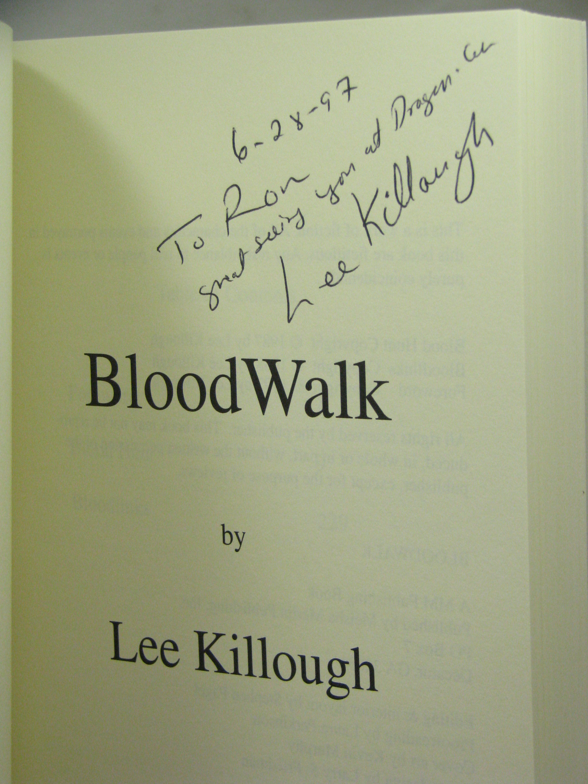 signed by 2, Blood Hunt 1 & 2: Blood Walk (BloodWalk) by Lee Killough ...