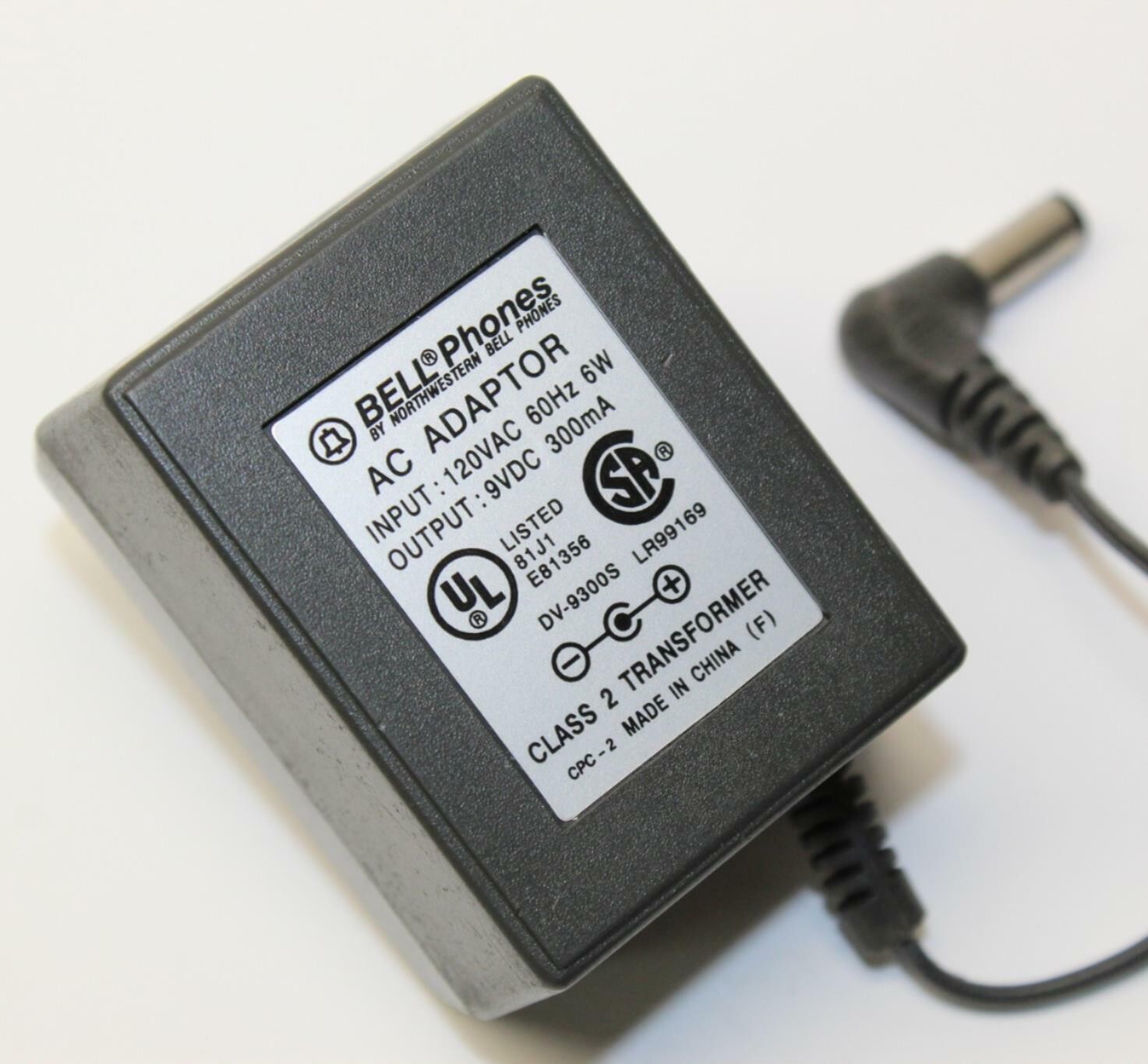 Bell Phones DV-9300S AC Adaptor Output 9VDC 300mA Power Supply Charger ...