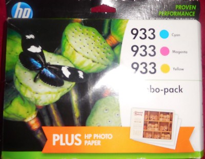 Genuine HP 933 Tri-Color Ink Cartridge Combo Pack Paper & Envelopes - 7 ...