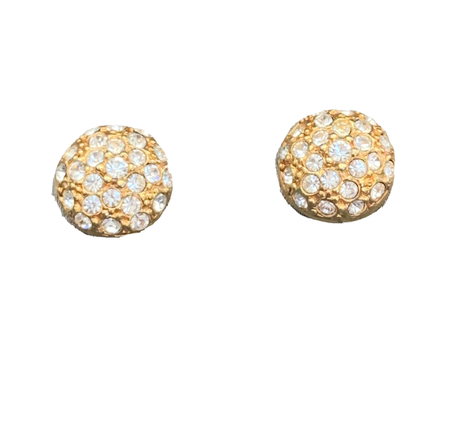 Vintage Signed Roman Gold Dome Rhinestone Button… - Gem