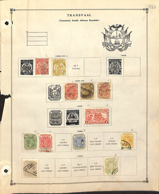 Transvaal Stamp Collection on 2 Scott International Pages, 1885-1910 ...
