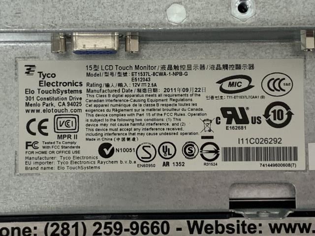 Tyco LCD Touch Screen Monitor ET1537L-8CWA-1-NPB-G for sale online | eBay