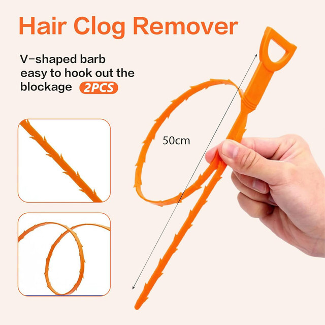 4X Drain Unblocker Cleaner Tool Sink Brush Hair Clog Remover Plug Hole ...