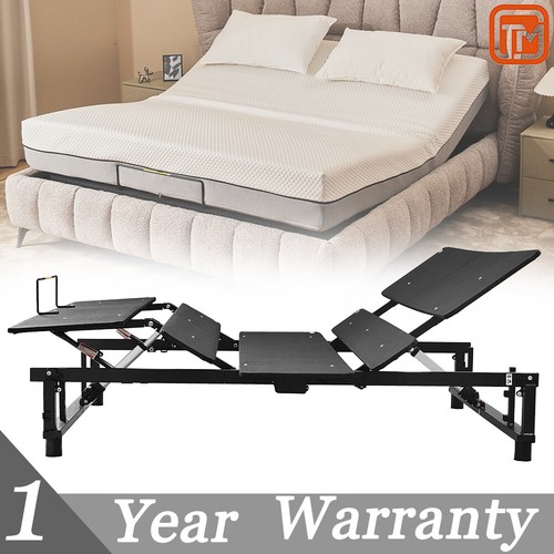 Adjustable Bed Base Electric Bed Frame Incline Quiet Motor King Zero ...
