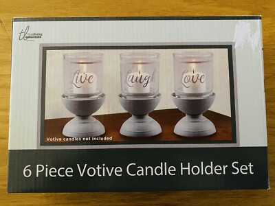 True Living Essentials Live Laugh Love Gray 6 Piece Votive Candle ...