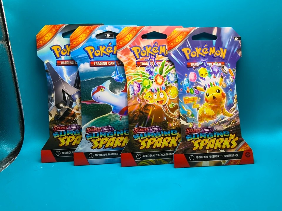 (4) Pokémon - Surging Sparks - Sleeved Booster Packs - Full Art Set ...