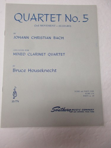 J C Bach Quartet No 5 2nd Movement for Mixed Clarinet Quartet Sheet Music | eBay