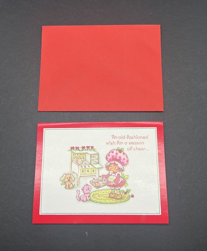 Vintage Strawberry Shortcake 1980 Christmas Card + Envelope Holiday ...