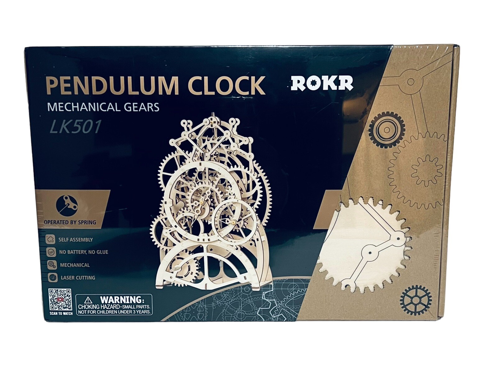 Pendulum Clock Assembly Puzzels Mechanical Wooden Gear ROKR ...