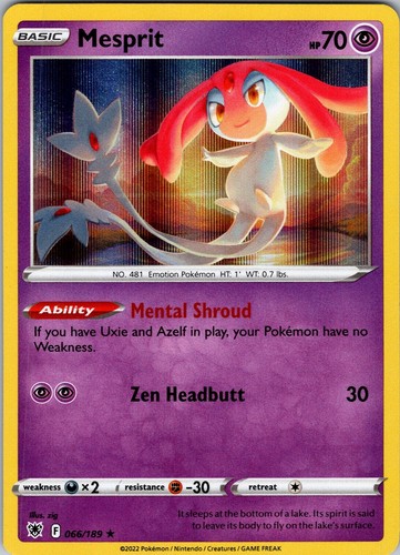 Pokemon TCG Mesprit Sword & Shield Astral Radiance 066/189 Holo Rare ...