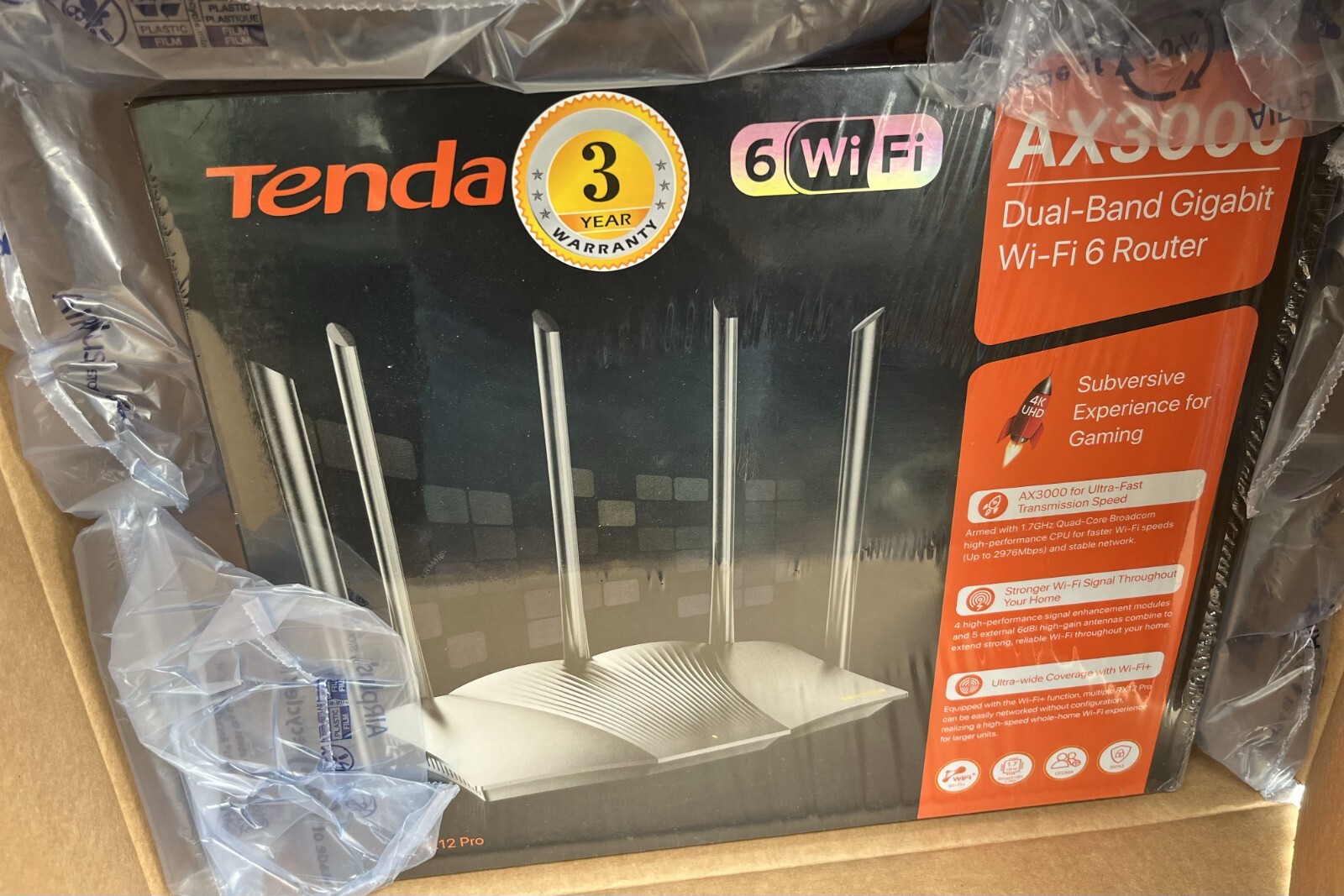 Tenda RX12 PRO WiFi 6 AX3000 Wireless WiFi Dual Band Gigabit AX Gaming ...