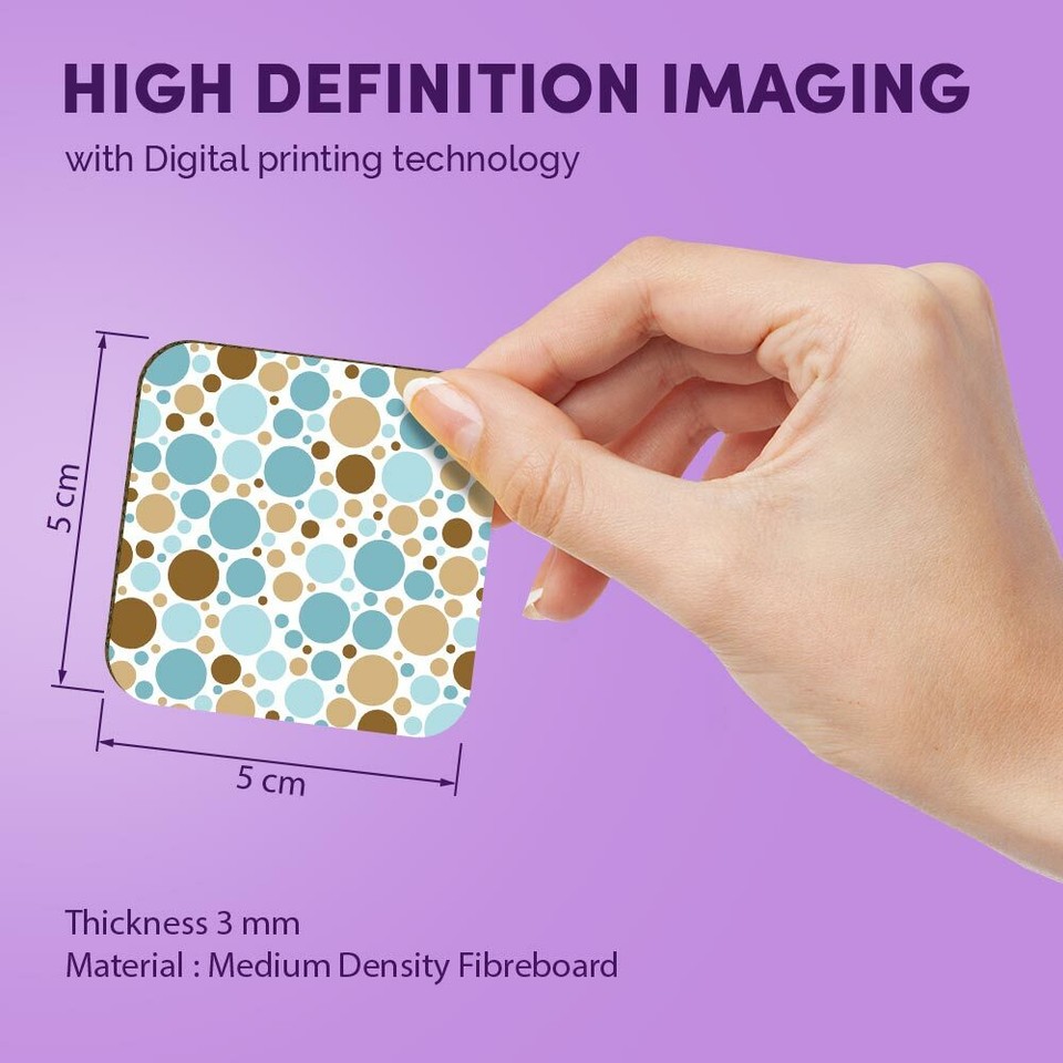 Square MDF Magnets - Blue Brown Bubble Dot Pattern Print #44354 | eBay UK