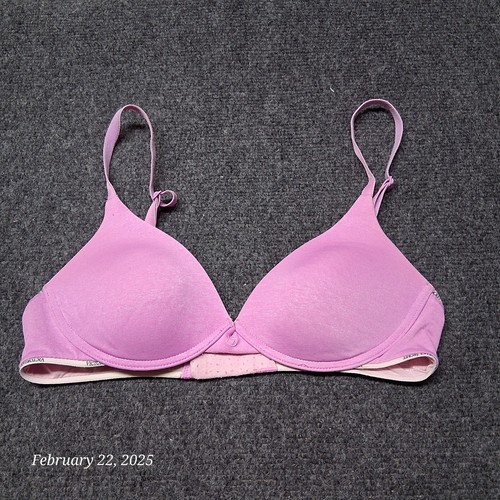 Victoria Secret Bra Women Size 32 B Pink Wireless Uplift Semi Demi Cup ...