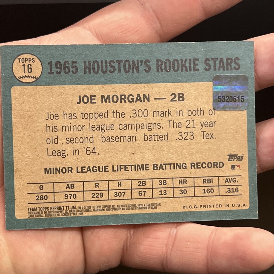 2002 Topps 1965 Houston Rookie Stars JOE MORGAN Autograph Certified ...