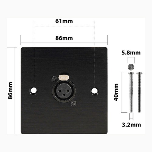 XLR BLACK METAL WALL PLATE - 3 PIN FEMALE CONNECTOR - SINGLE, DUAL ...