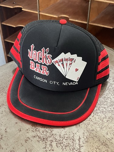Vtg 1980’s Jacks Bar Royal Flush 3 Three Stripe Hat Snapback Trucker ...
