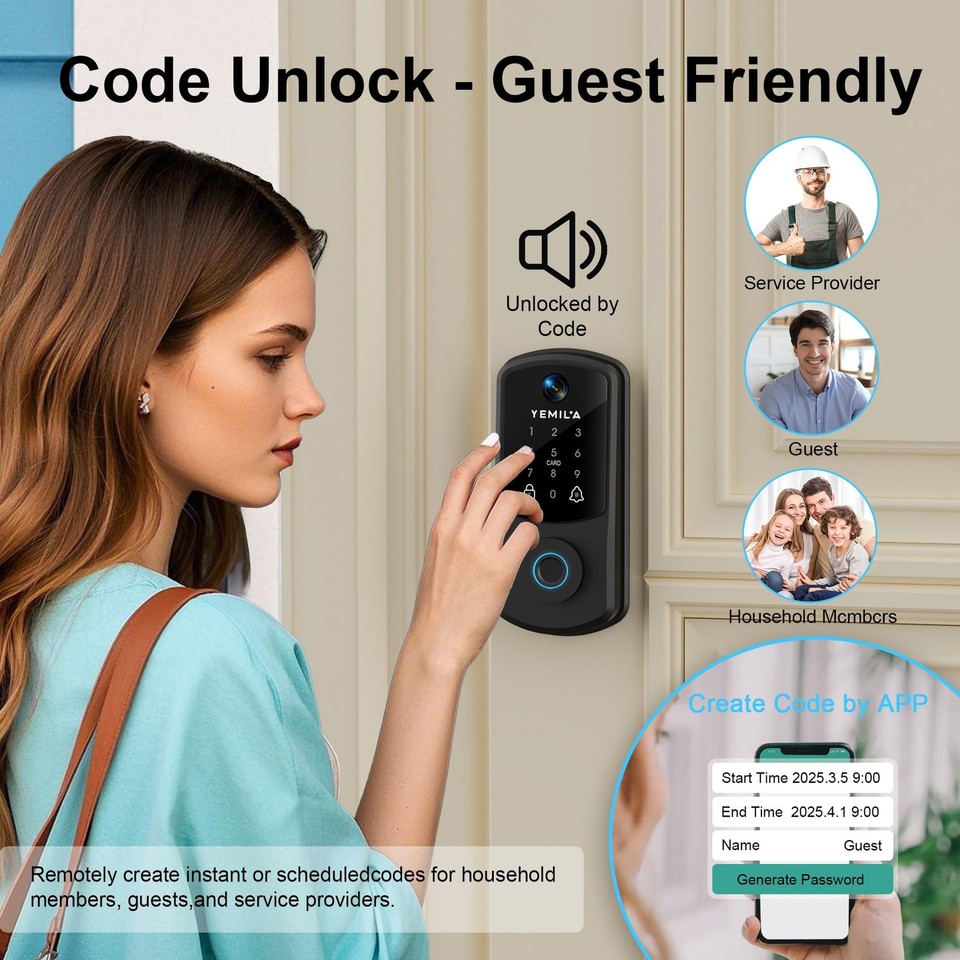 Smart Lock for Front Door: Keyless Entry Door Lock - Electronic Keypad ...