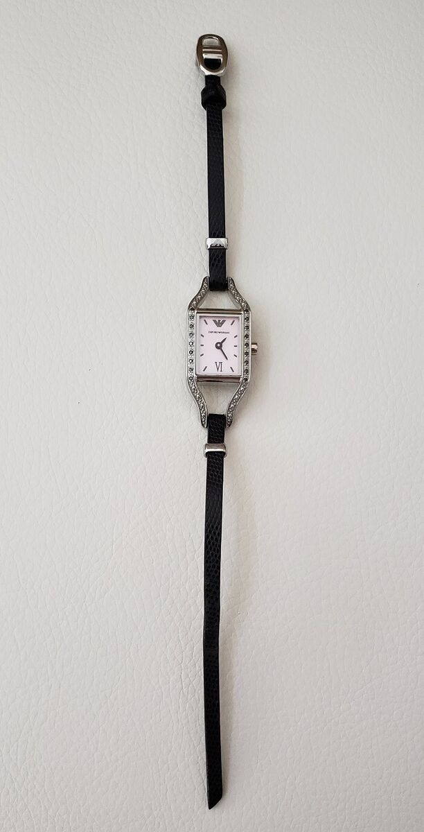 Vintage EMPORIO ARMANI AR3130 Black Diamonds Snake Leather Vintage EMPORIO ARMANI AR3130 Black Diamonds Snake Leather