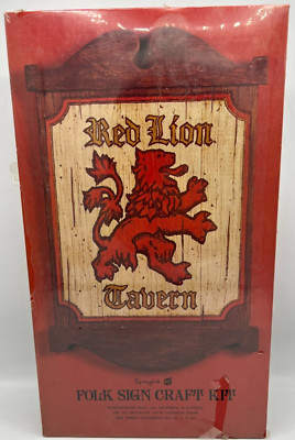 Vintage Springbok Folk Wood Sign Craft Kit Red Lion Tavern Pine Wall ...