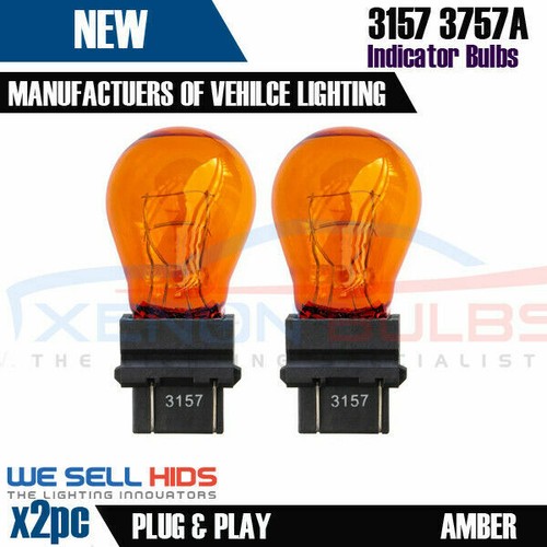 2x 3157 3757A 180 Turn Signal Indicator Yellow Amber Bulbs Lumen PY27 ...