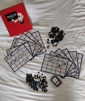 Vintage PoKeNo Poker Keno Card Game 12 Board Set + 300 Button Markers ...