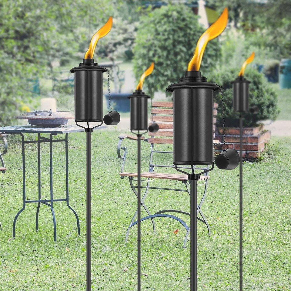 ZSZMFH 4 Pack Metal Torch for Outside, 16oz Outdoor Metal Torch Garden ...