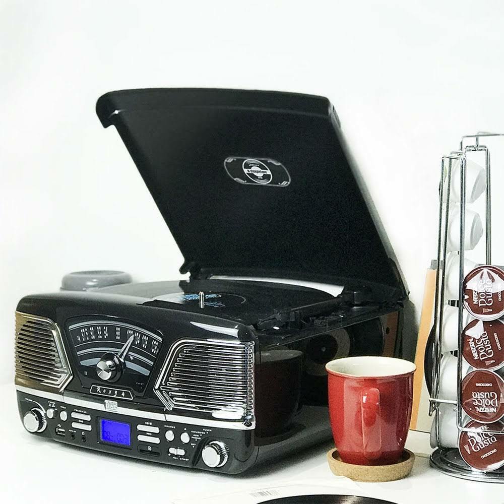 Steepletone Roxy 4 60’s Style Music Centre with Turntable - Red for ...