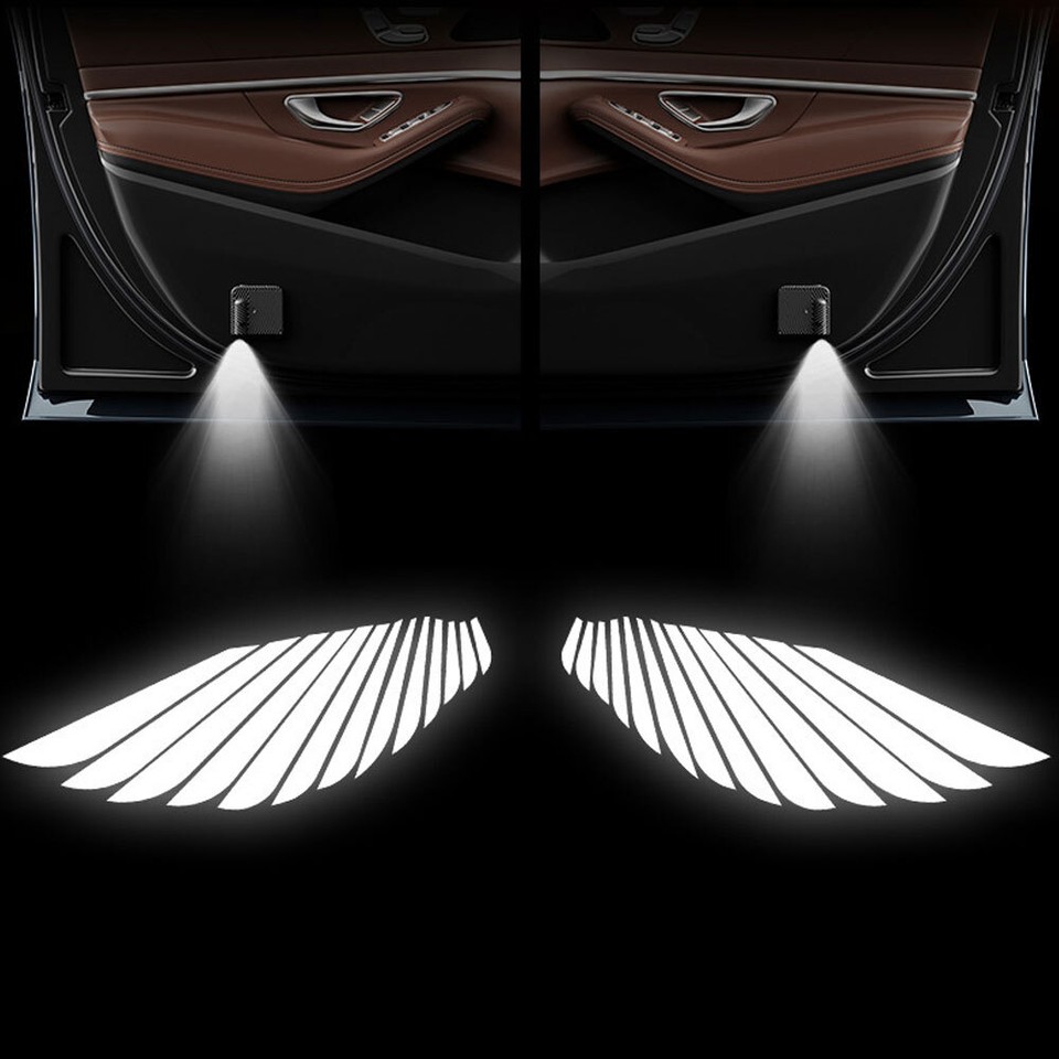 2pcs Wireless Car Door Atmosphere Light Angel Wings LED Lights Auto ...