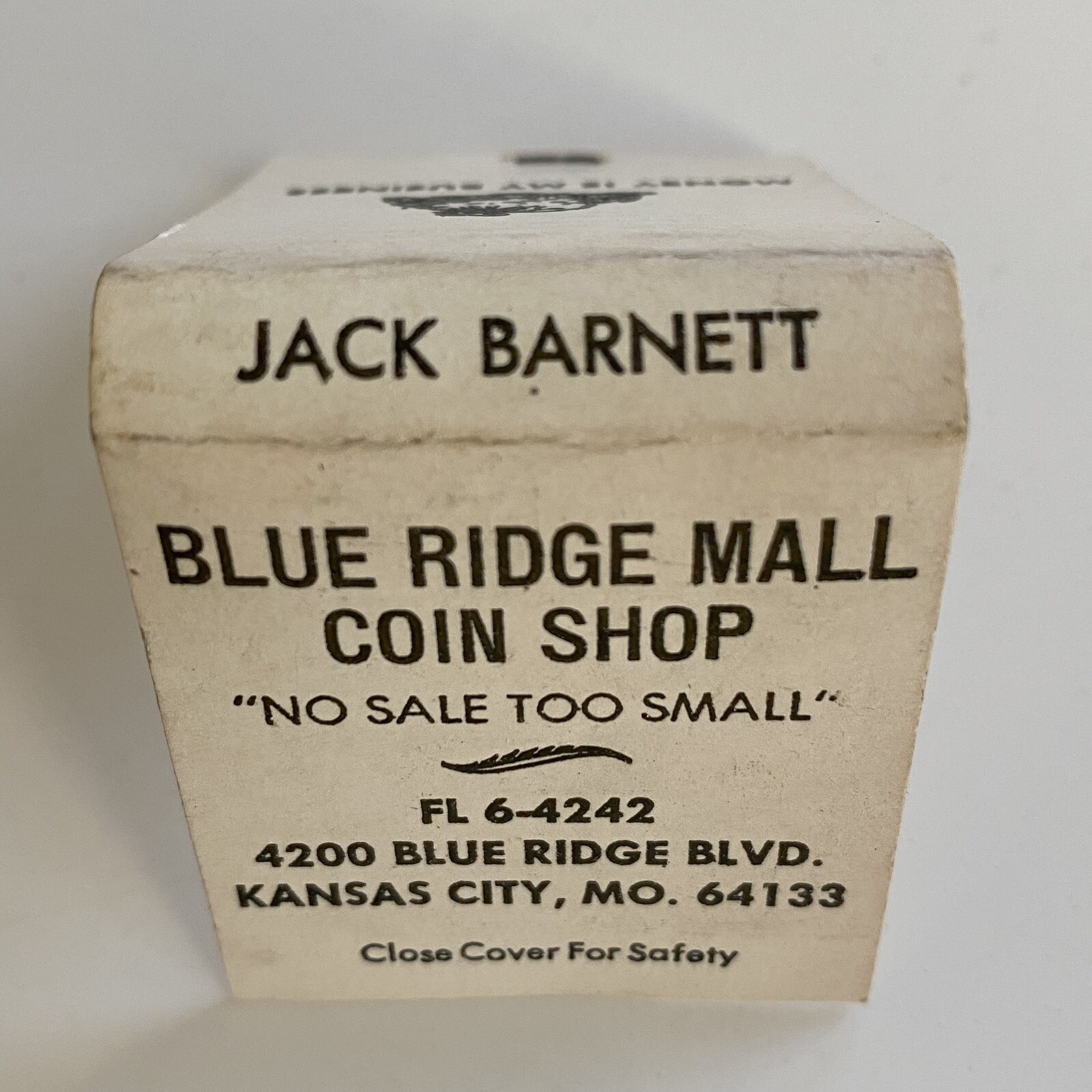 Vintage Full Matchbook - Blue Ridge Mall Coin Shop - Kansas City ...